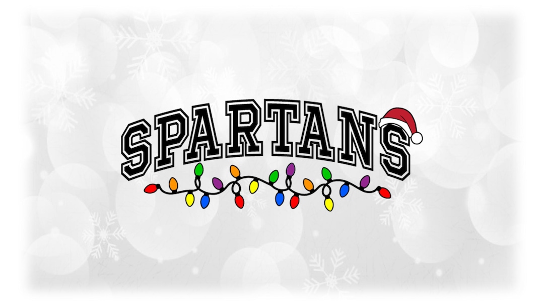 Holiday Clipart: Black Arched Team Mascot Name "spartans" With Santa ...