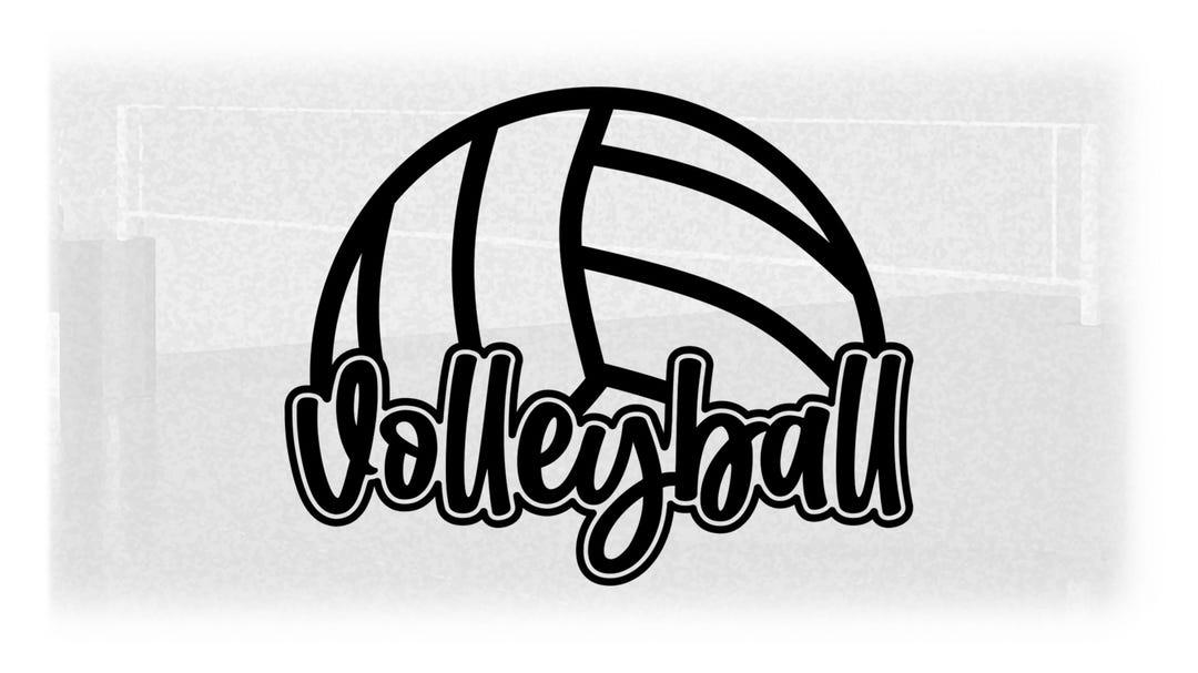 Sports Clipart: Black Half Volleyball With Fun Scripty Word "volleyball ...