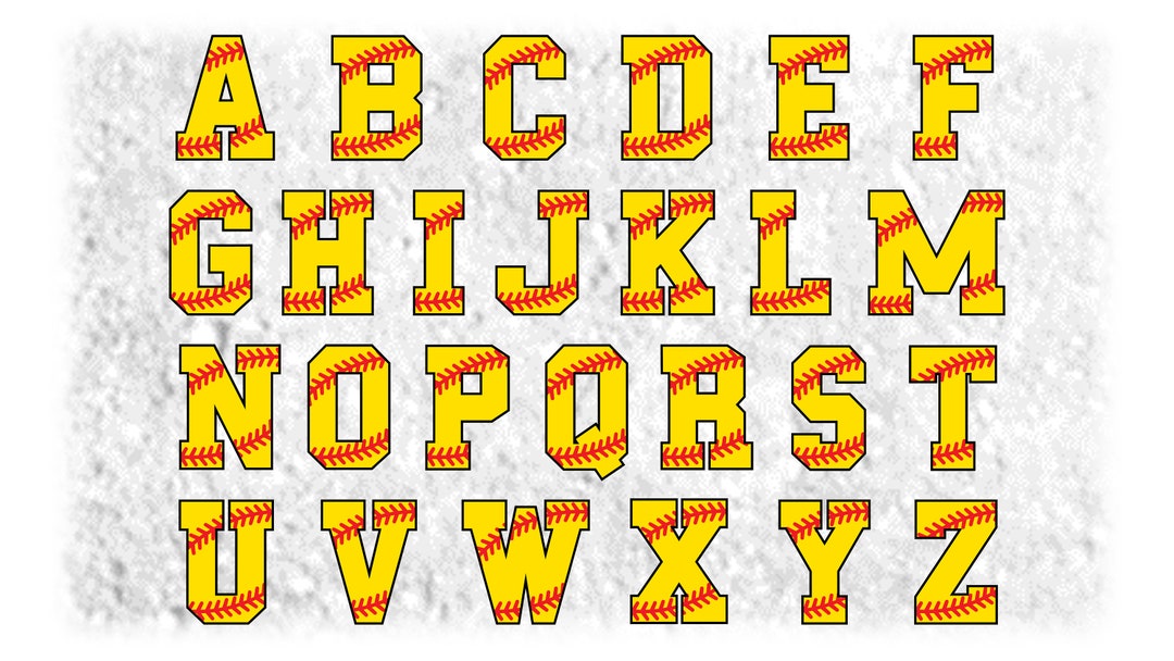 Sports Clipart: Softball Layered Alphabet Letters on ONE Single Sheet ...
