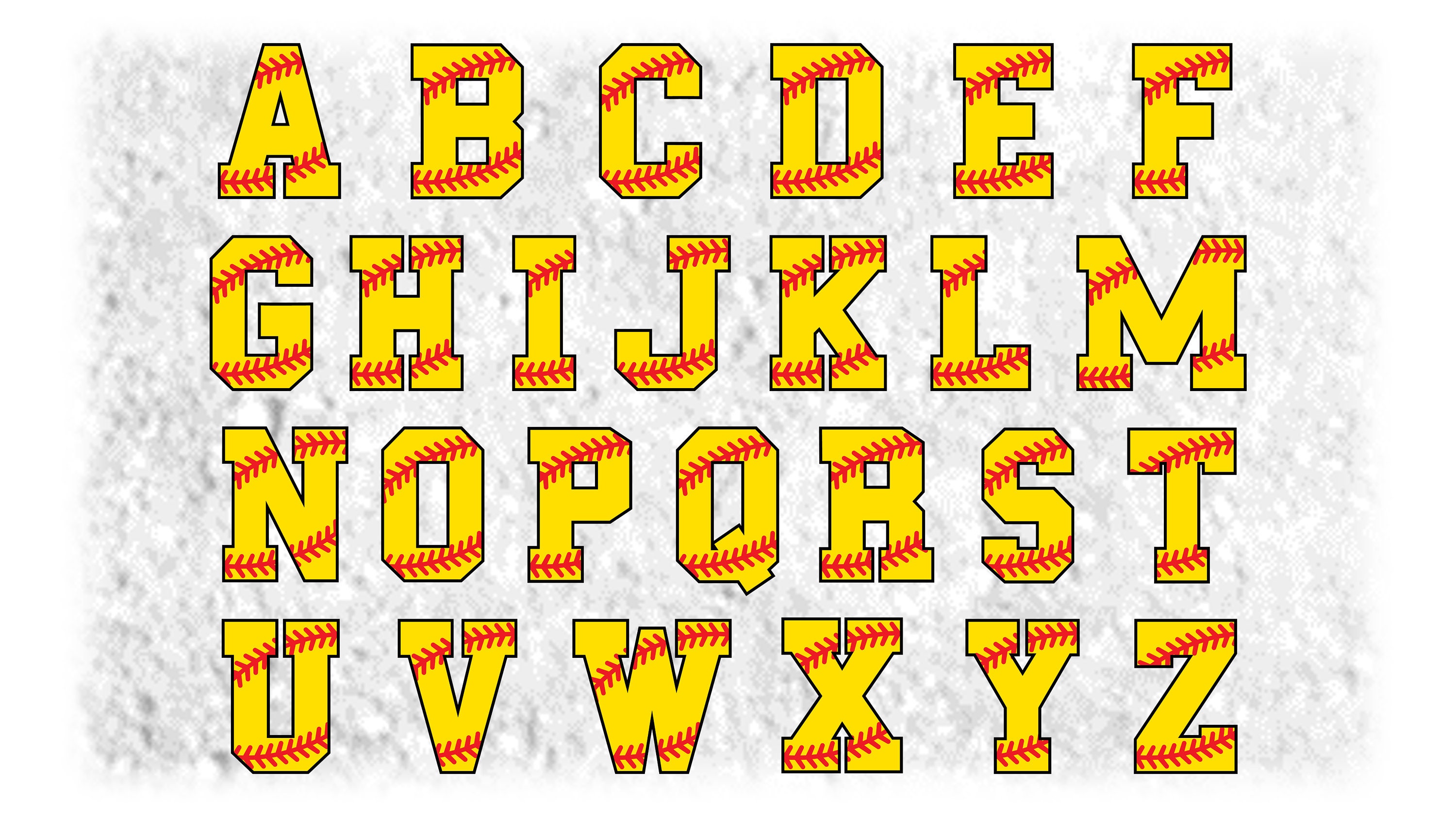 Sports Clipart: Softball Layered Alphabet Letters on ONE - Etsy Canada