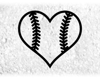 Sports Clipart: Large Black Heart Shape With Uniform Softball | Etsy