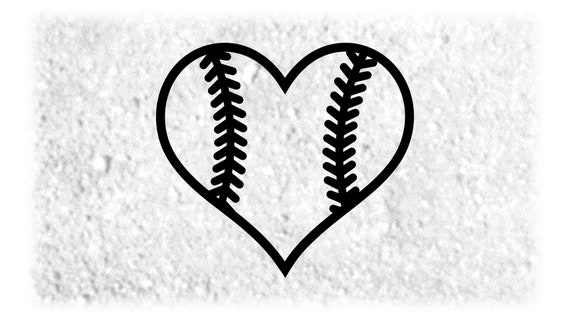 Sports Clipart: Large Black Heart Shape With Uniform Softball | Etsy