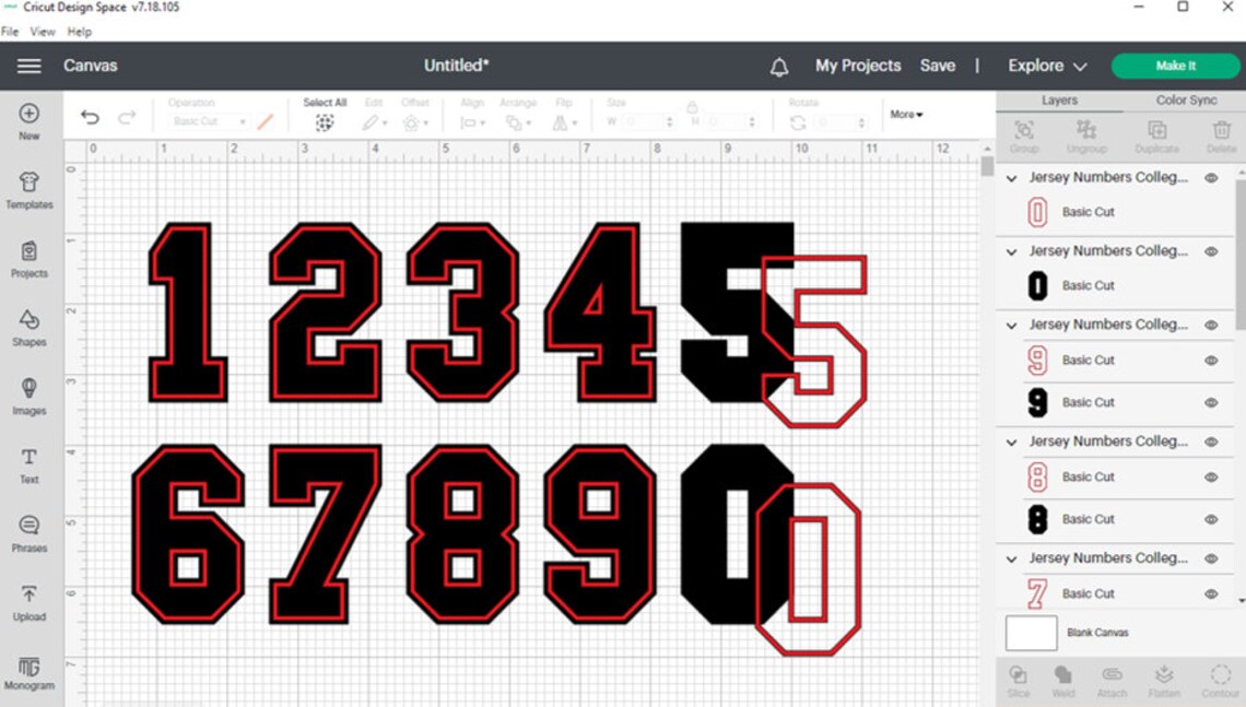 Sports: Jersey Number Templates Grouped on ONE Single Sheet - Etsy