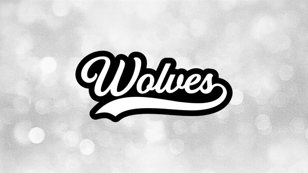 Sports Clipart: White "wolves" Team Name in Fancy Letters and Baseball ...