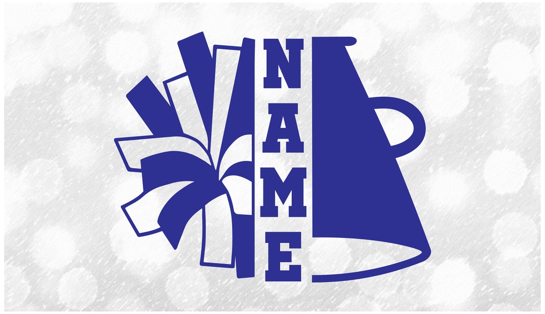 Sports Clipart: Blue Cheerleader Pom and Megaphone Silhouette Split ...