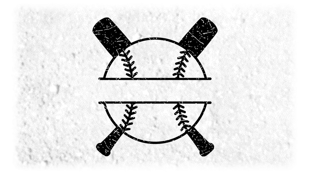 Sports Clipart: Distressed Black Outline of Baseball or Softball W ...