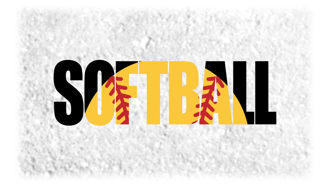 Sports Clipart: Black Word softball Layered With Half Yellow Ball With ...