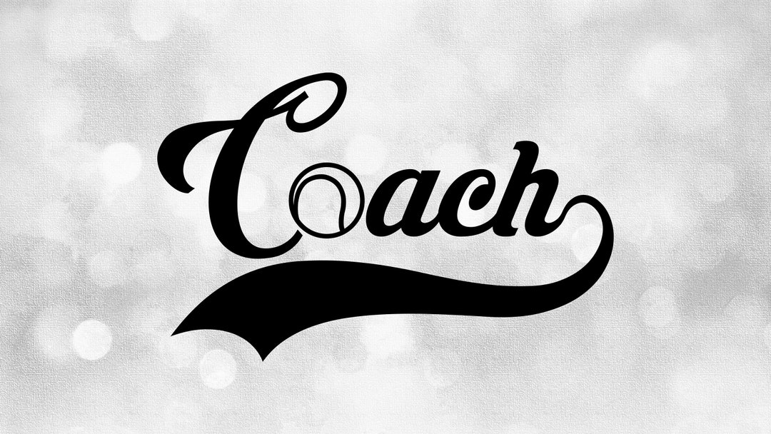 Sports Clipart: Word coach in Fancy Script Type Lettering, Baseball ...