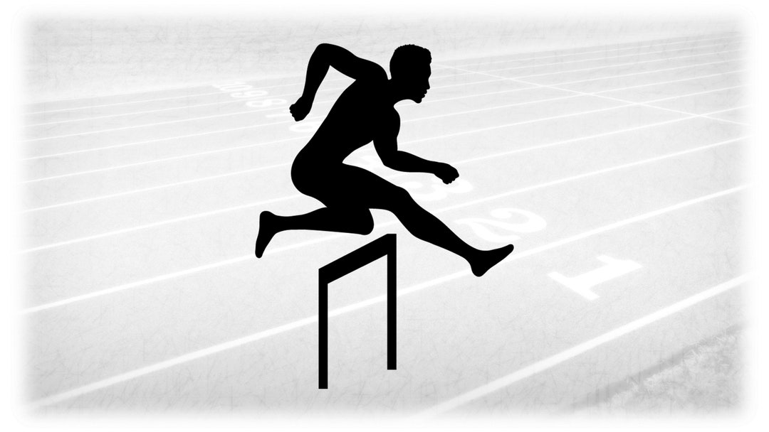 Hurdles On A Track Black And White