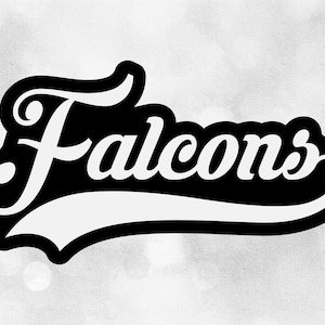 Sports Clipart: Black falcons Team Name in Fancy Letters W/ Baseball ...