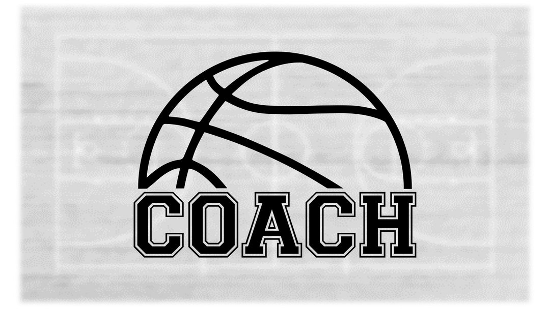 Sports Clipart: Black Half Basketball Silhouette Above Bold Word coach ...