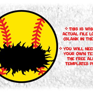 Sports Clipart: Black and Yellow Softball W/cracked Open Name Frame ...