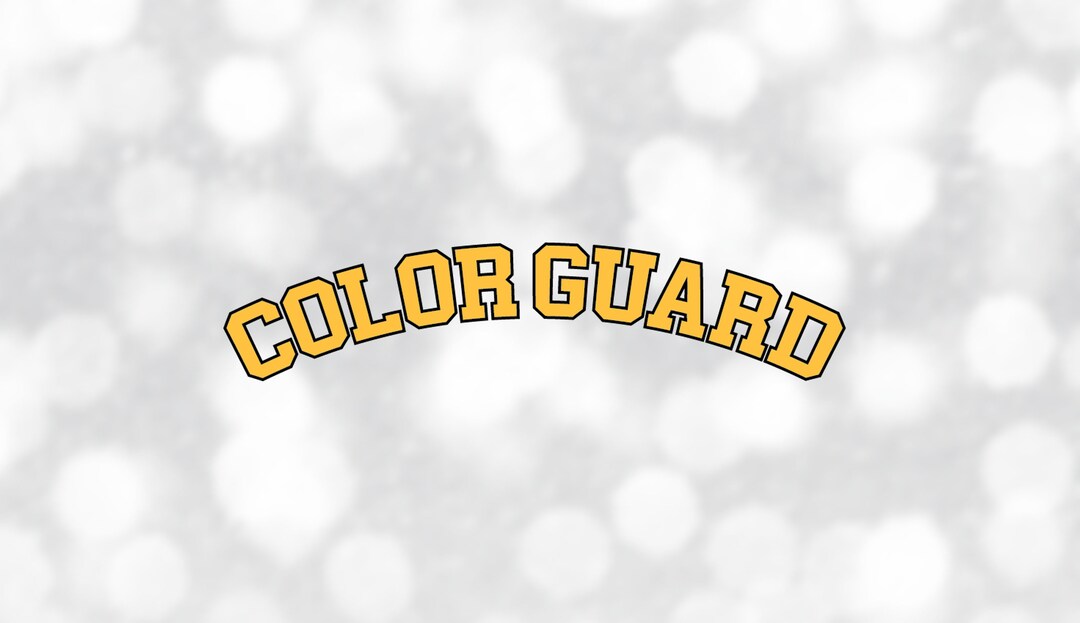 Sports Clipart: Arched Words color Guard in Collegiate Varsity Block ...