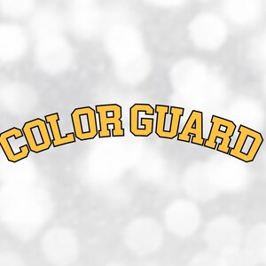 Sports Clipart: Arched Words color Guard in Collegiate Varsity Block ...