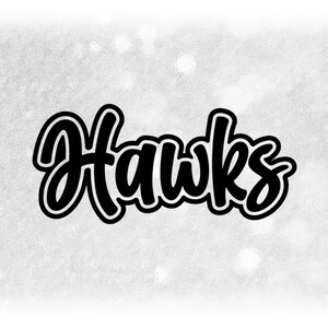 Sports Clipart: Black Bold hawks Team Name in Fun Script Style With ...