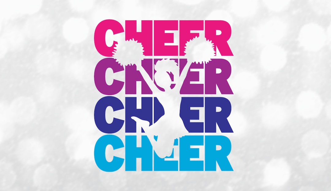 Sports Clipart: Color Words cheer With Cutout of Cheerleader Silhouette ...