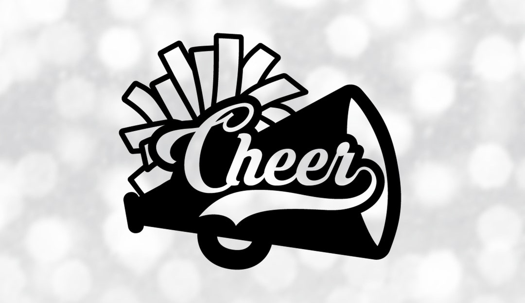 Sports Clipart: Black Cheerleader Megaphone With Pom Pom Outline With ...