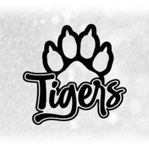 Sports Clipart: Black Script "tigers" Team Mascot Name With Silhouette ...