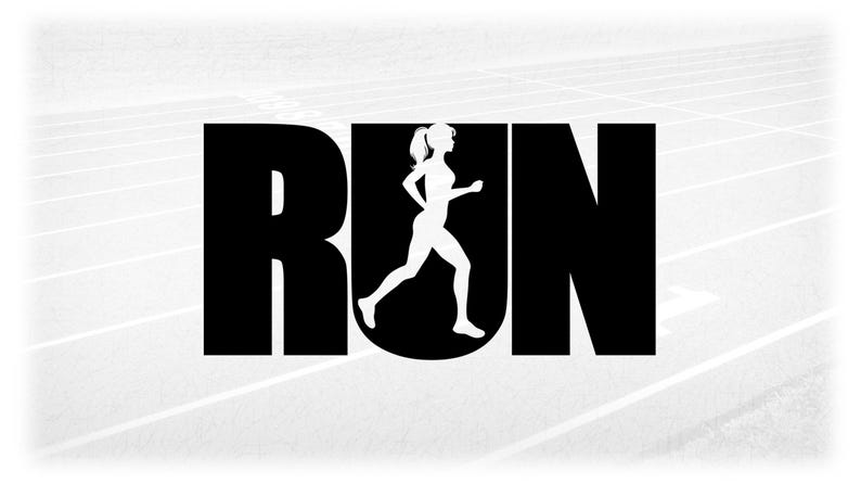 Sports Clipart: Black Word "run" With Cutout of Female Athlete Running ...