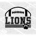 Sports Clipart: Black Half Football With Varsity Style "lions" Mascot ...