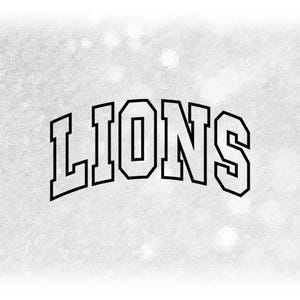 Sports Clipart: Black Arched "lions" Team Name in Bold Collegiate Block ...