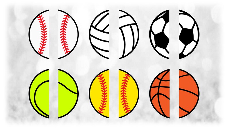 Sports Clipart: Mix & Match Split Name Sports Balls for Baseball ...