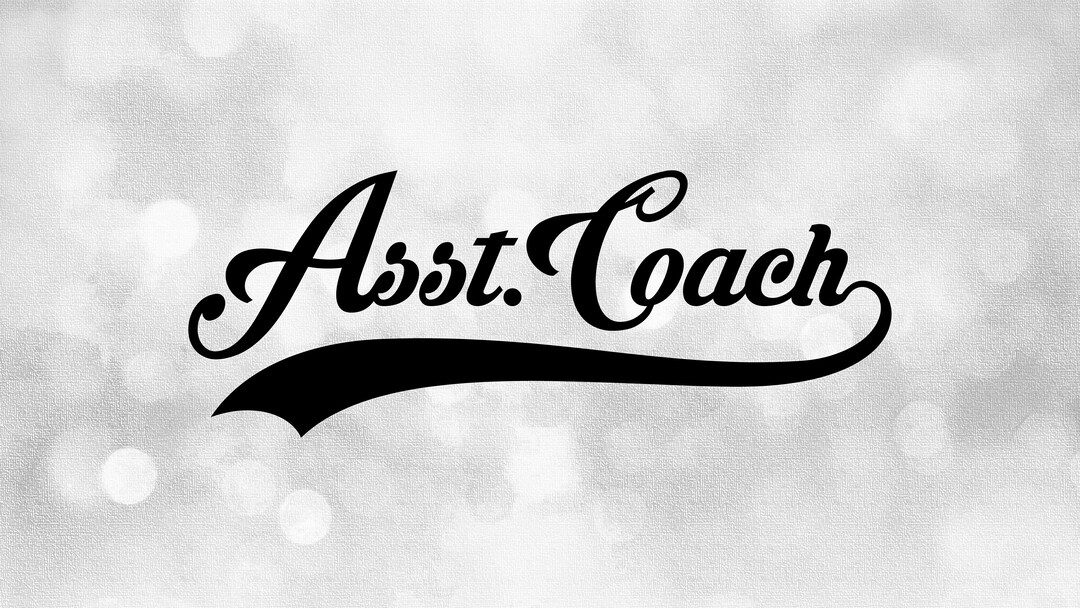 Sports Clipart: Black Script Words "asst. Coach" W/ Baseball Style ...