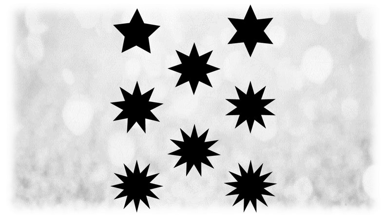 Shape Clipart: 8 Simple Black Solid Star Shapes on ONE Sheet - Etsy