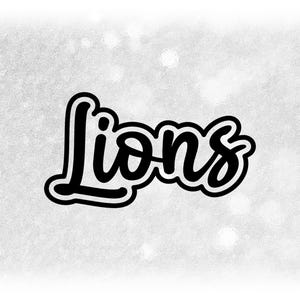 Sports Clipart: Black Bold "lions" Team Mascot Name in Fun Script Style ...
