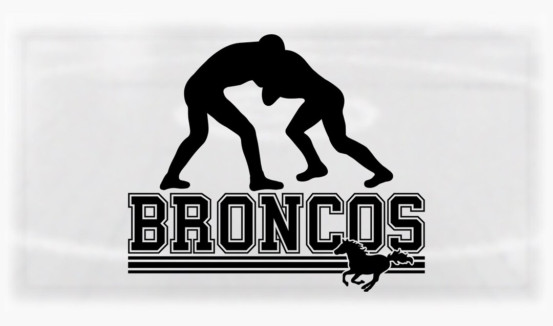 Sports Clipart: Black Male Wrestler Silhouettes With "broncos" Team ...