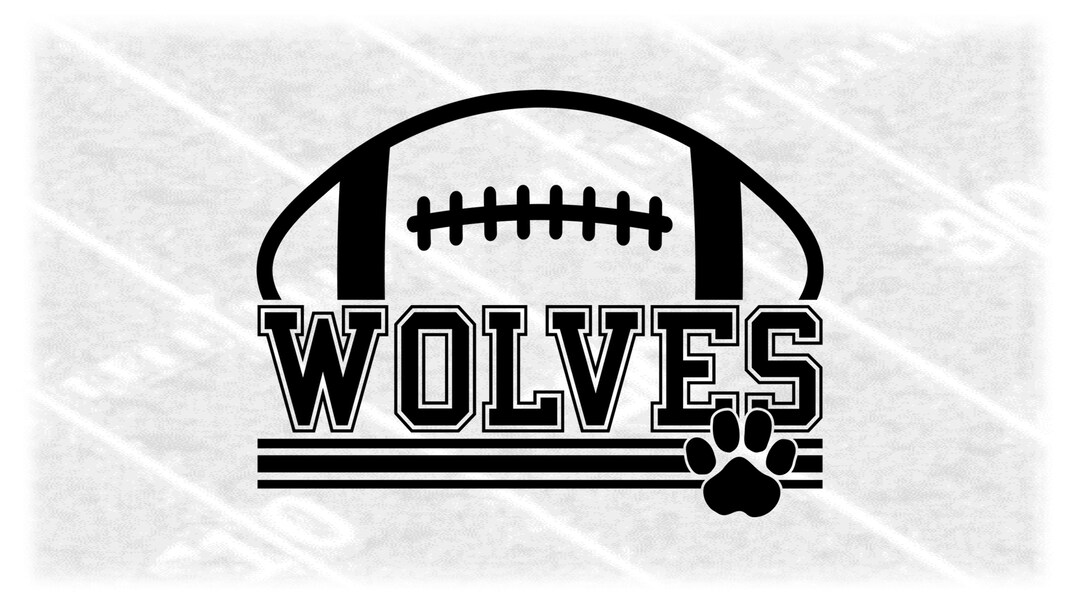 Sports Clipart: Black Half Football With "wolves" Team Name in Varsity ...