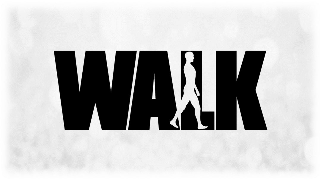 Sports Clipart: Black Word walk With Cutout / Knockout Silhouette of ...