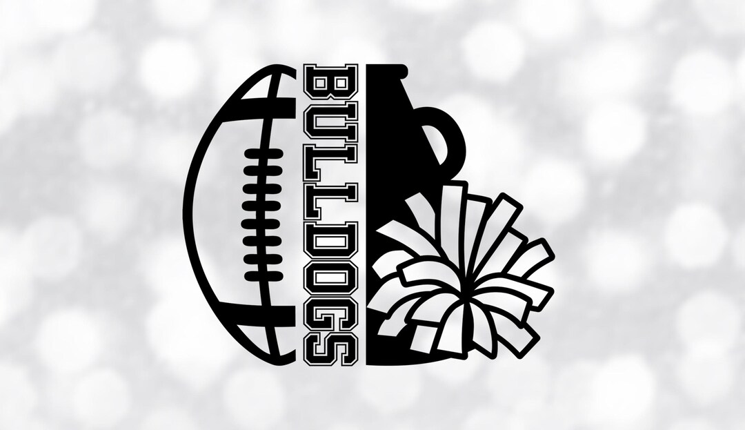 Sports Clipart: Black Half Football / Half Cheer Megaphone With Pom Pom ...