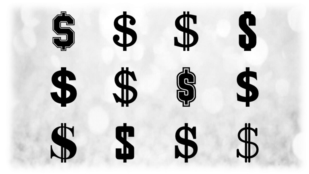 Shape Clipart: One Sheet Library of Twelve Different Black Dollar Sign ...
