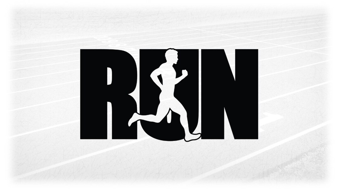Sports Clipart: Bold Black Word "run" With Cutout Silhouette of Male ...