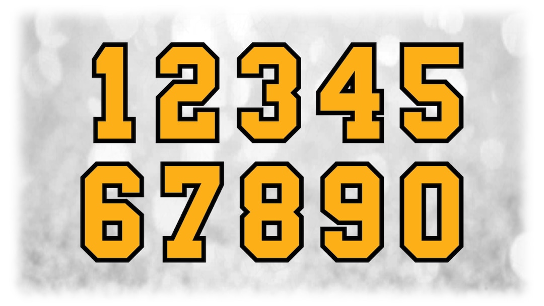 Sports: Thick Jersey Number Templates Grouped on ONE Single Sheet, Gold ...