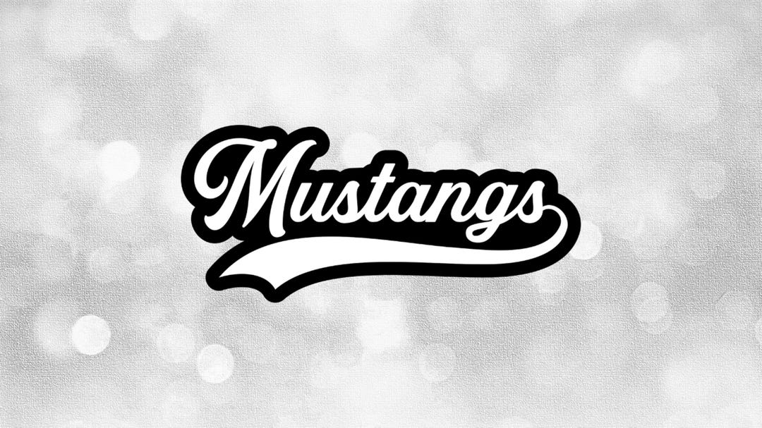 Sports Clipart: White "mustangs" Team Name in Fancy Print With Baseball ...