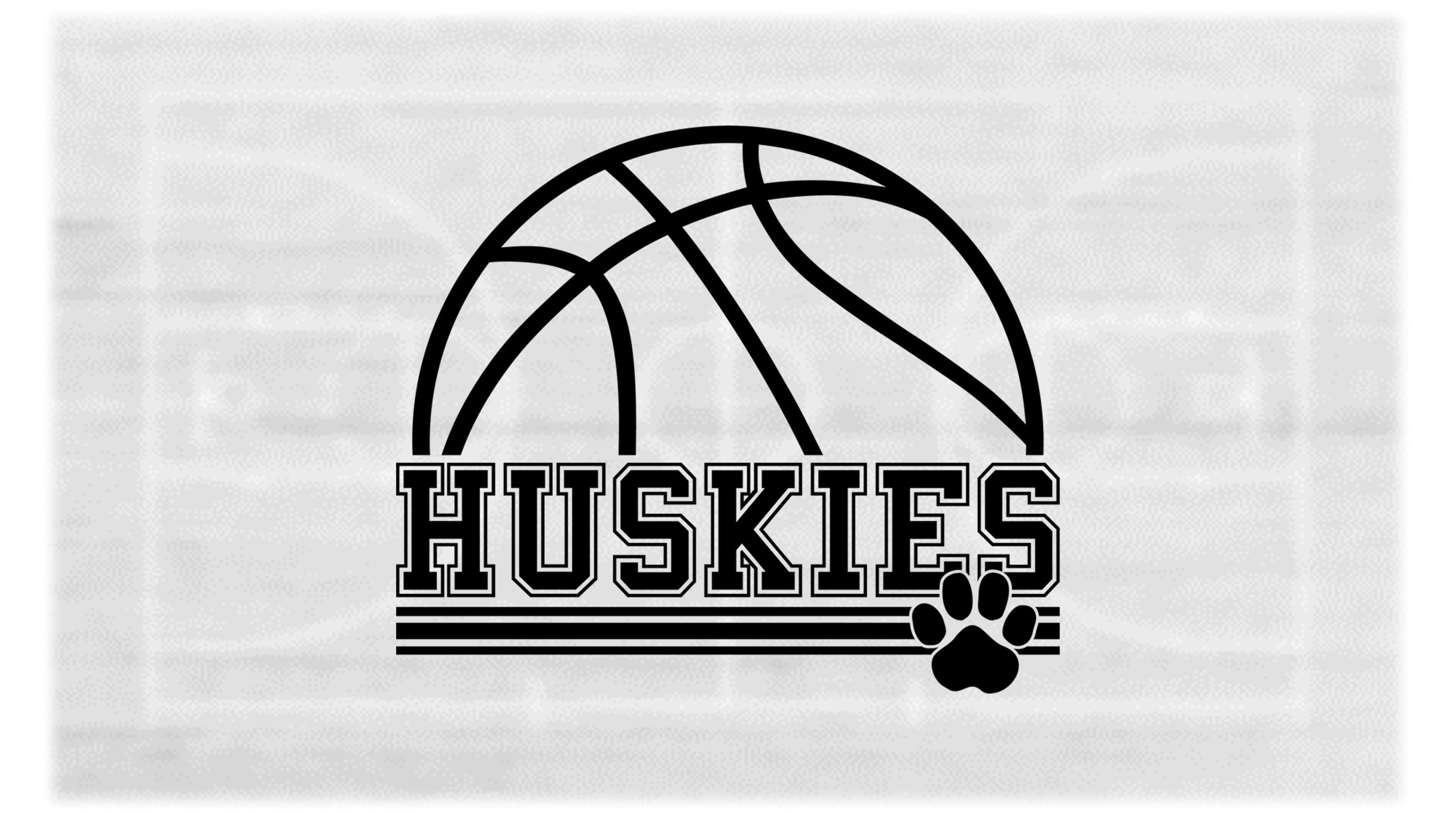 Sports Clipart: Black Half Basketball With "huskies" Team Name Varsity ...