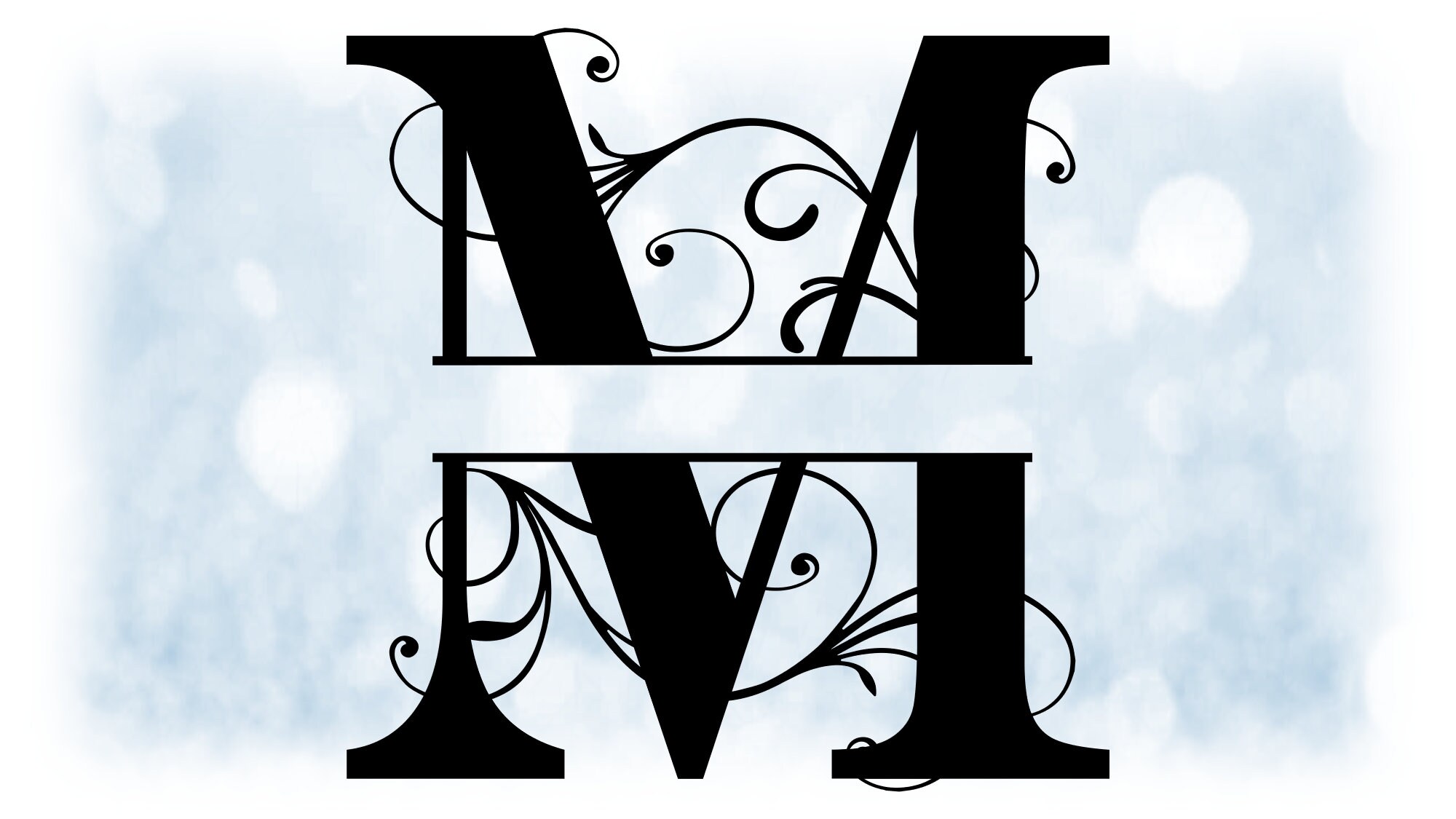Word Clipart: Split Name Frame Black Formal Style Capital Letter ...