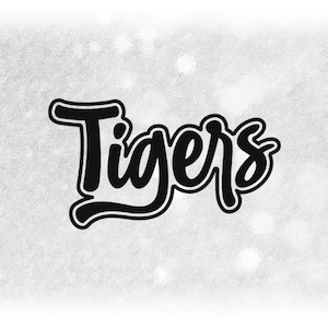 Sports Clipart: Black Bold "tigers" Team Name in Fun Script Style With ...