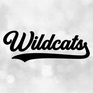 Sports Clipart: Black "wildcats" Team Name in Fancy Script Style With ...