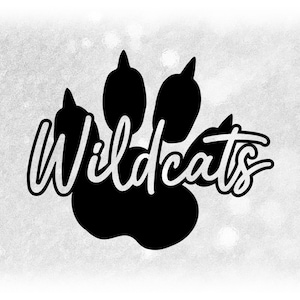 Sports Clipart: Black Script "wildcats" Team Name Cutout of Silhouette ...
