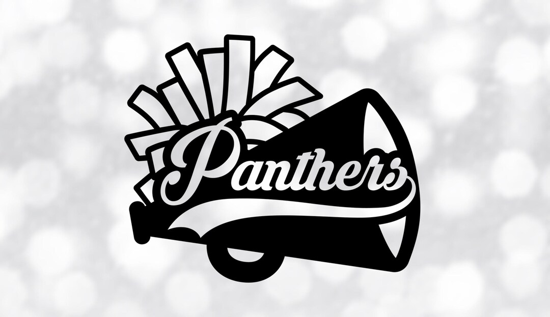 Sports Clipart: Black Cheerleader Megaphone With Pom Pom Outline W ...