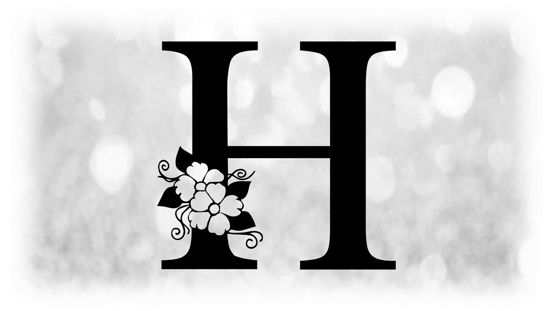 Word Clipart: Black Formal Capital Letter "h" With Floral / Flower ...