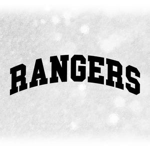 Sports Clipart: Bold Black rangers Team Mascot Name in College Varsity ...