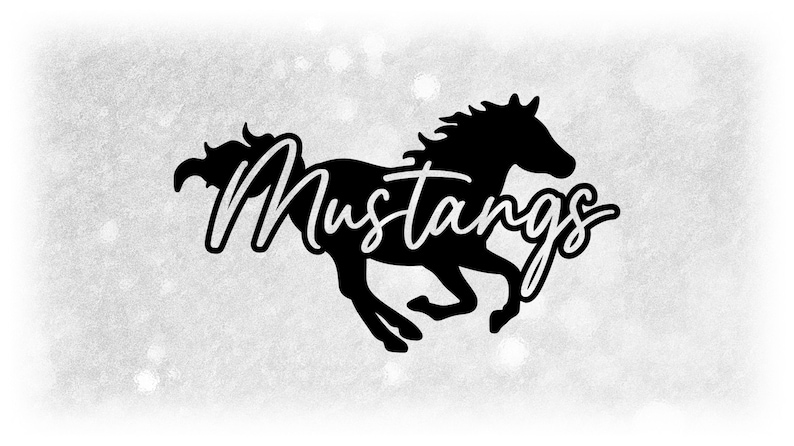 Sports Clipart: Black Script "mustangs" Team Name Cutout of Horse ...