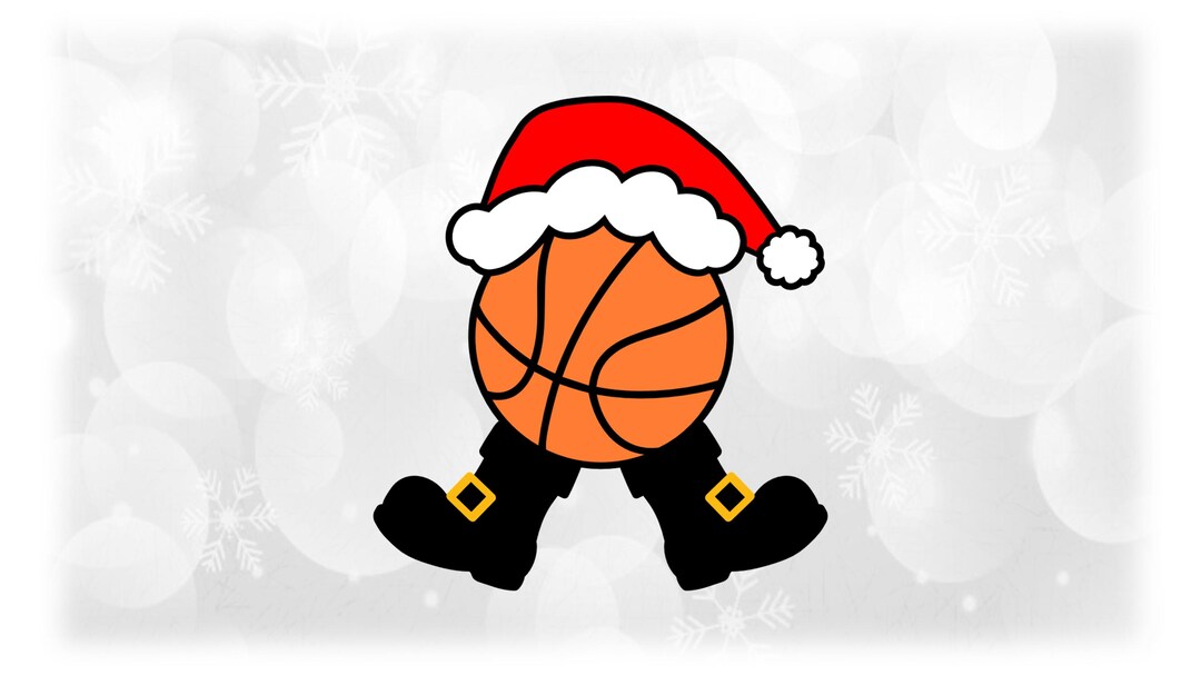 Holiday Clipart: Orange Basketball With Red/white Santa Claus Hat ...
