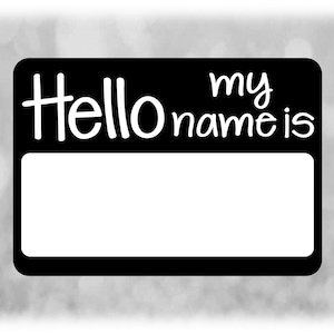 Word Clipart: Black Name Badge hello My Name Is in - Etsy