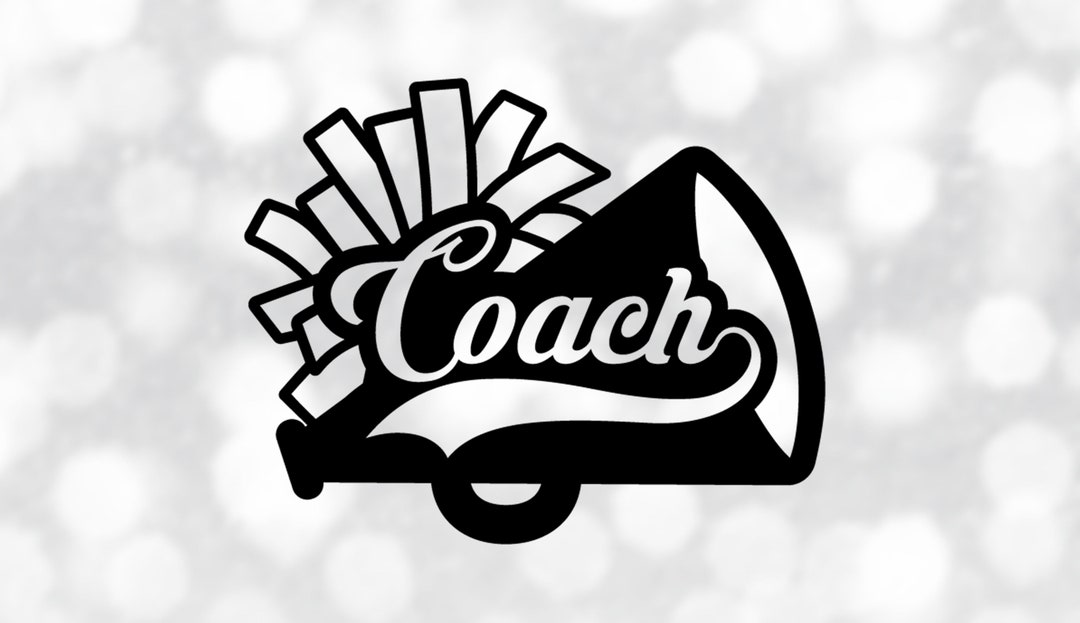 Sports Clipart: Black Cheerleader Megaphone With Pom Pom Outline With ...