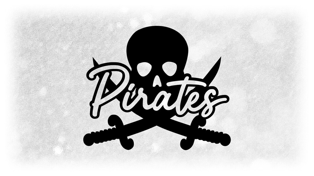 Sports Clipart: Black Script pirates Team Name Cutout of Silhouette of ...